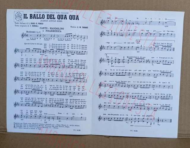 SPARTITO MUSICALE - Romina Power - Il Ballo Del Qua Qua - Ed. Televis ...
