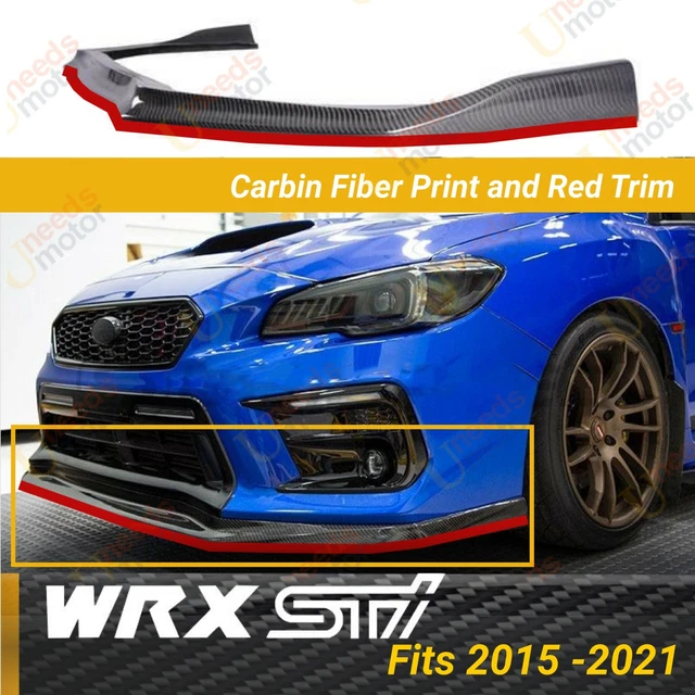 FITS SUBARU WRX STI 2015-21 Carbon Fiber Red Trim Front Bumper Body Lip ...