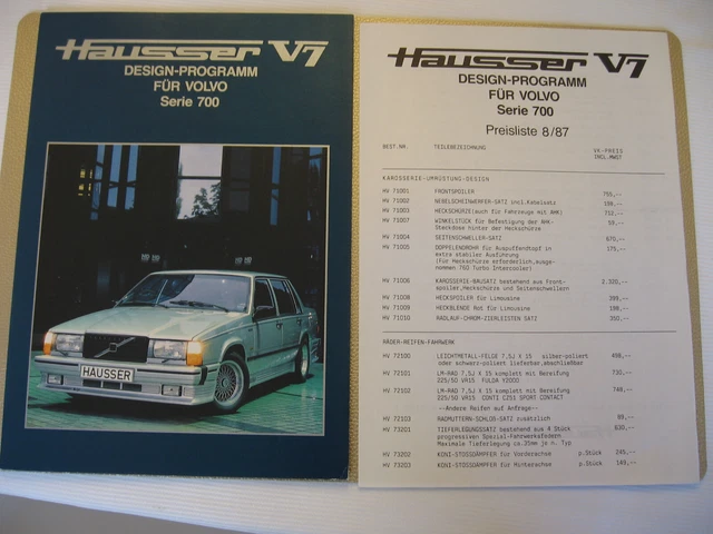 SELTENER PROSPEKT VOLVO Hausser V7 Design Tuning Serie 700 740 760 m ...