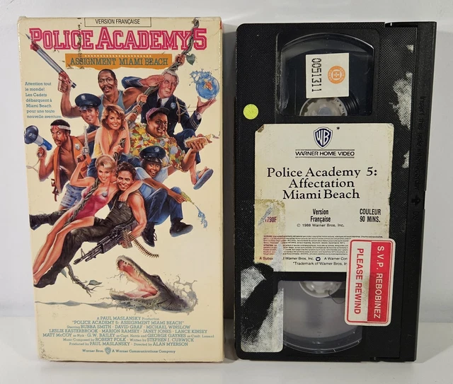 POLICE ACADEMY 5: Assignment Miami Beach (French VHS, 1988) Warner Home ...