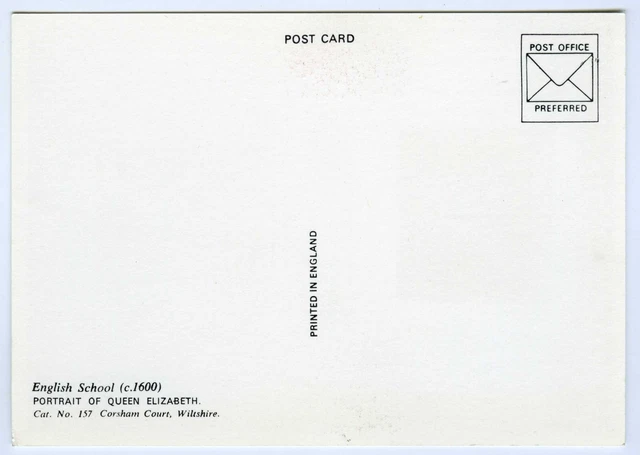 POSTCARD C. 1600 Portrait of Queen Elizabeth I In Old Age Corsham Court ...