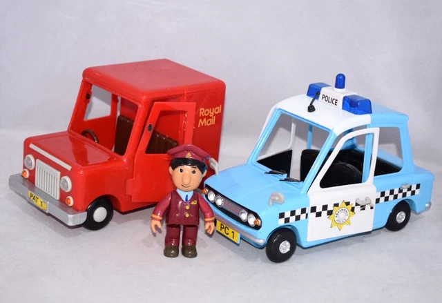 POSTMAN PAT POLICE Car & Royal Mail Red Van and Ajay Figure Toys Bundle ...