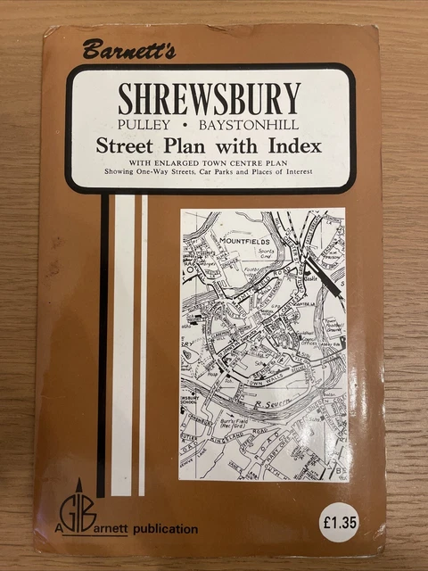 VINTAGE SHREWSBURY TOWN Map And Street Plan - Barnetts £2.37 - PicClick UK