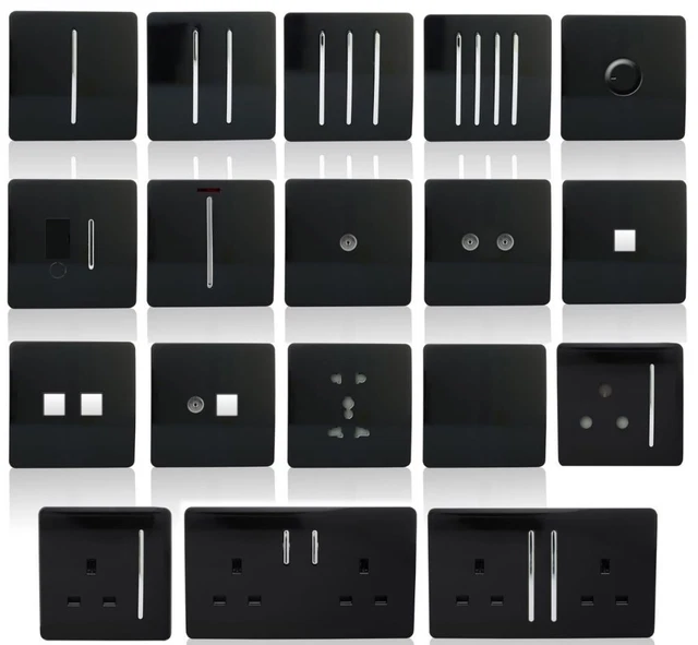 TRENDI SWITCH PIANO Black Designer Light switches, Plug Sockets, Fused ...