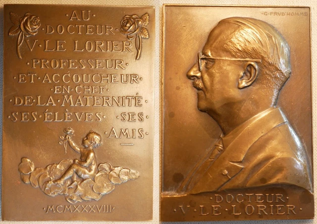 MÉDECINE - MÉDAILLE docteur Le Lorier signée G.Prud'homme BRONZE ...