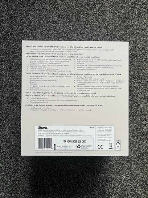 SHARK CRYOGLOW UNDER-EYE Cooling & LED Anti-Ageing Blemish Repair Mask ...