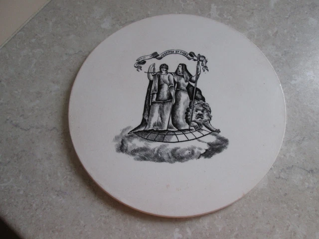 VICTORIAN CERAMIC SCALE PLATE / BUTTER SLAB - JUSTITIA ET FIDES 19thC ...