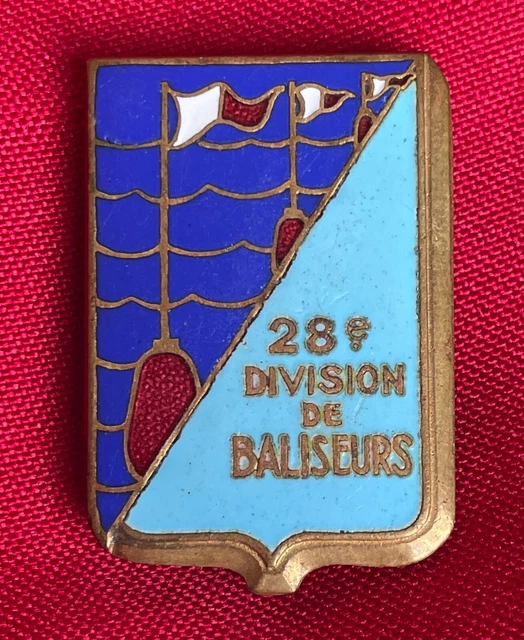RARE INSIGNE 28° Division de Baliseurs émail Para Marine ? Armée Air ...