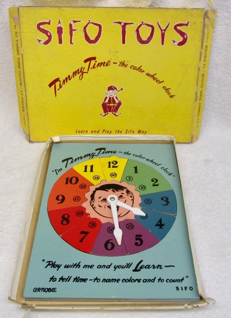 VINTAGE SIFO TOYS Timmy Tell Time WOOD CLOCK PUZZLE #53 Learn To in ...