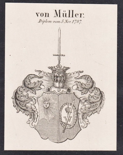 MÜLLER ARMOIRIES COAT Of Arms Heraldry Héraldique Gravure sur Cuivre ...