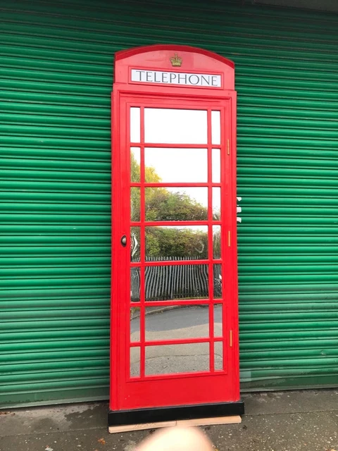 RED TELEPHONE BOX BOOTH KIOSK K6 DOOR FRONT MIRROR - FULL SIZE 8ft by ...