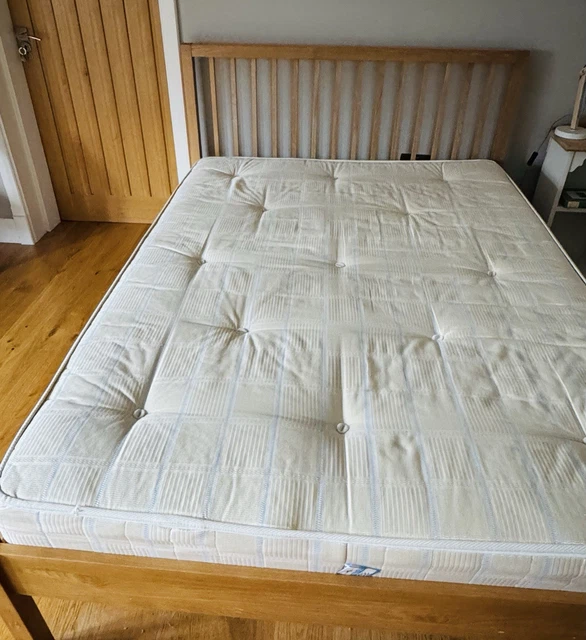 JOHN LEWIS DOUBLE Oak Bed With Mattress £208.70 - PicClick UK