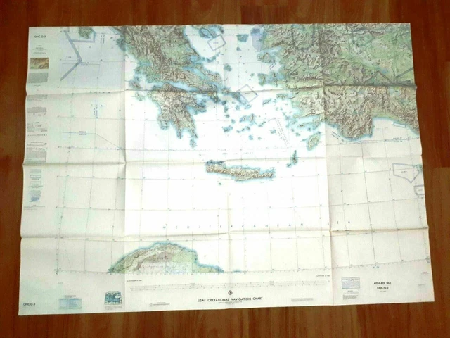 MAPPA AERONAUTICA 1963 Usaf Operational Navigation Chart Aegean Sea Onc ...