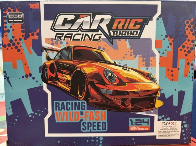 YELLOW REMOTE CONTROL Battery Operated Toy Car Racing RIC Turbo With ...