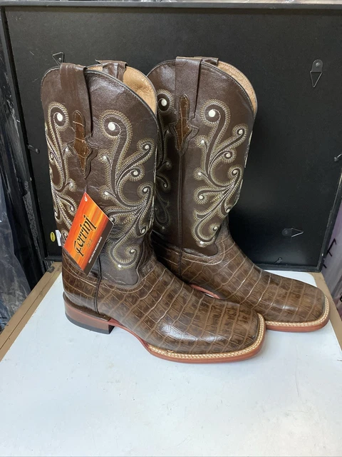 EUC FERRINI BROWN Belly Gator Print Cowboy Boots - US Size 10D (Mens ...