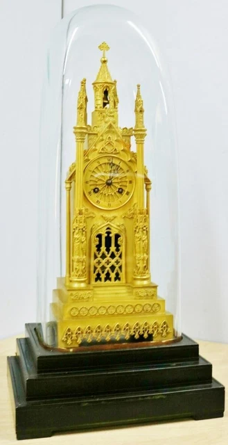RARE ANTIQUE FRENCH Empire Automaton Strike Bronze Cathedral Clock In ...