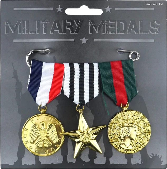 SET OF 3 Military Medals Army World War Fancy Dress Costume Prop ...