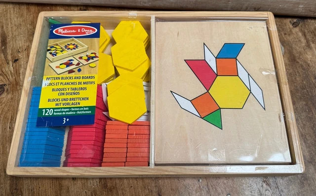WOODEN SHAPES TOY, Melissa & Doug Pattern Blocks, Educational Toy. £9. ...
