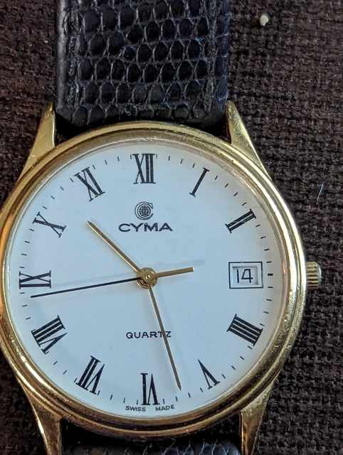 RARE VINTAGE CYMA Men's SWISS Ultra Slim Gold Watch EUR 25,87 - PicClick FR