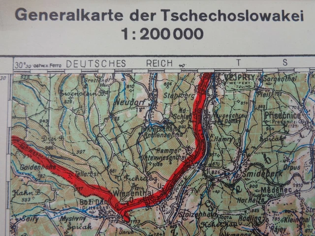 WW2 ERA GERMAN Map - INVASION of CZECHOSLOVAKIA - "PLZEN" + GERMAN ...