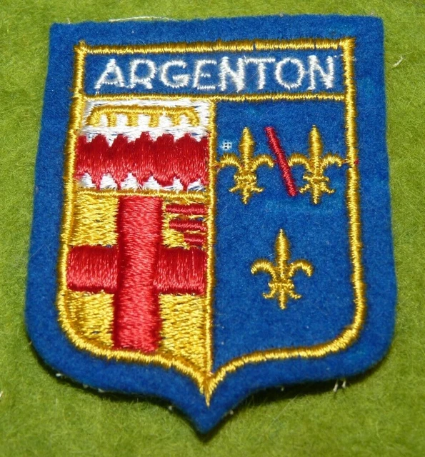 ANCIEN ÉCUSSON À coudre en feutre brodé blason d'Argenton neuf Vintage patch EUR 5,00 - PicClick FR