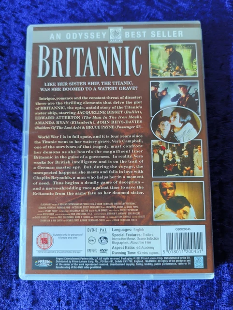 DVD BRITANNIC BISSET Atterton Rhys-Davies Titanic Sister Ship Uk R2 £4. ...