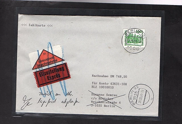 DDR. EILBOTE-NACHNAHME MIT EF. Mi.-Nr. 3352 .VGO-Tarif EUR 20,00 ...
