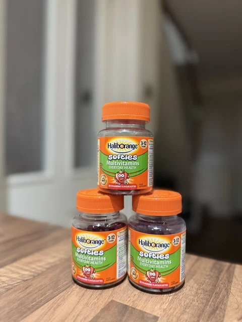 3 X HALIBORANGE Kids Multivitamin Strawberry Softies 30s £15.50 ...