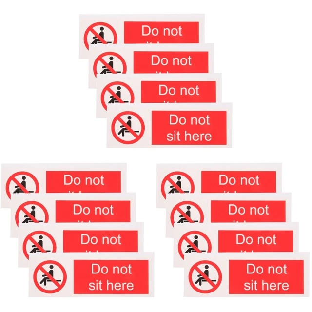 3PCS DO NOT Sit Here Sign Sticker Adhesive Caution Decal Do Not Sit ...