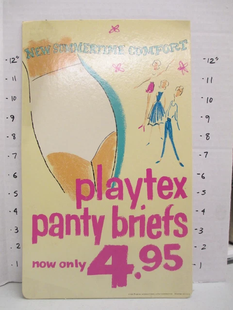 PLAYTEX PANTY BRIEFS lingerie 1962 store sign women's clothing 2-sided ...