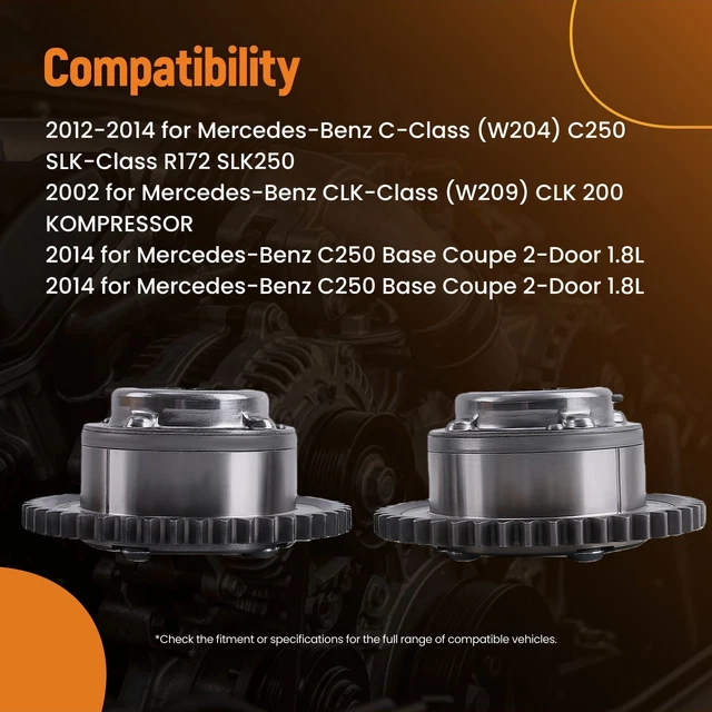 CAMSHAFT ADJUSTER EXHAUST & Intake For Mercedes Benz W204 C250 SLK250 ...