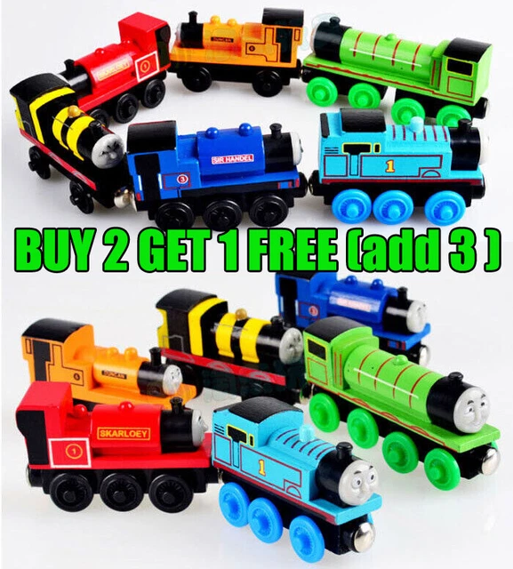 WOODEN TRAIN TANK Engine Tender Wooden Magnetic Railway Train Track Toy ...