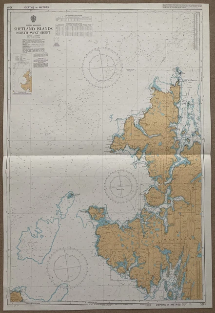 LARGE VINTAGE ADMIRALTY Map / Sea Chart Scotland UK Shetland Islands ...