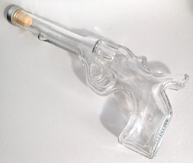 RARE VINTAGE COLLECTIBLE Clear Art Glass GUN Shaped Liquor Alcohol ...