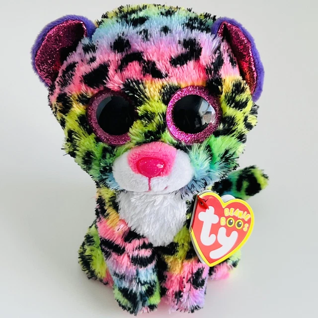 TY BEANIE BOOS Dotty Rainbow Leopard Plush 6” Soft Toy Animal Cuddly ...