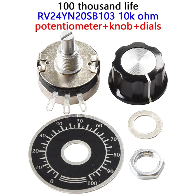 LARGE DIAL ROTARY Taper Carbon Potentiometer RV24YN 20S B103 10K Ohm ...