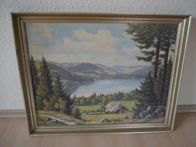 FRITZ SCHICKEDANZ, GEMÄLDE, Öl auf Platte, Goldrahmen, Bergsee/Landschaft, gut ! EUR 44,50 ...