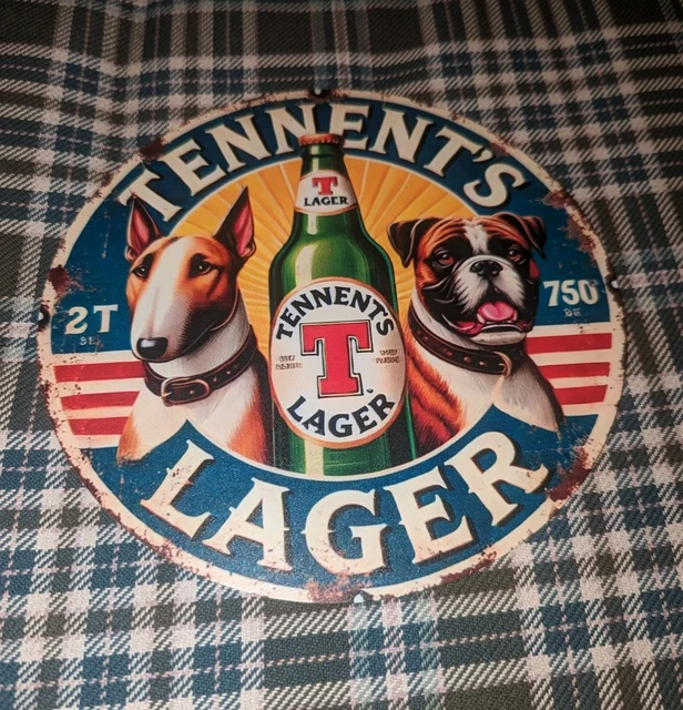 TENNENTS LAGER- METAL Tin Sign - Wall Art - Beer Themed 20cmx20cm £10. ...