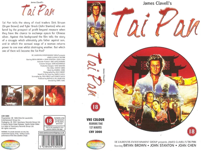 TAI PAN VHS Pal Bryan Brown,Joan Chen,Kyra Sedgwick,John Stanton Rare ...