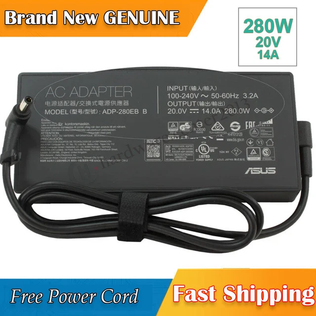 ORIGINAL ASUS ROG 280W DC Adapter 20V ADP-280EB B Gaming Laptops 6PHI ...
