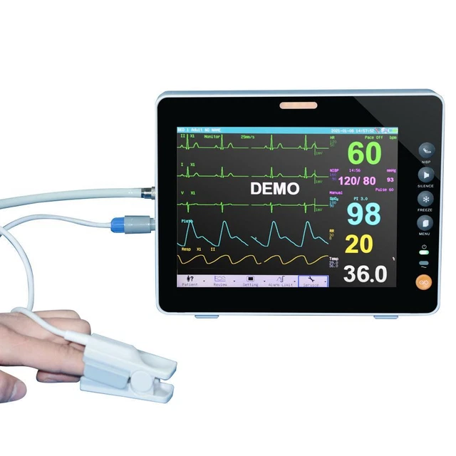 PORTABLE MULTI-PARAMETER PATIENT Monitor - Track ECG NIBP RESP TEMP ...