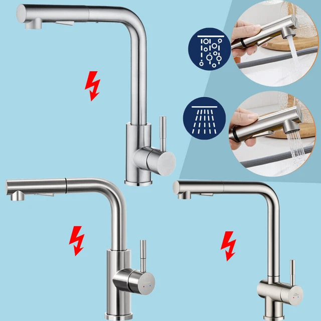 AUSZIEHBAR KÜCHENARMATUR MIT 2 Brause Niederdruck Wasserhahn Küche Mischbatterie EUR 47,99 ...