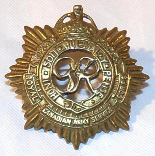 CAP BADGE RCASC Royal Canadian Army Service Corps Canada WW2 canadien ...