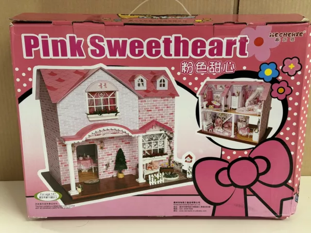 Diy Miniature Dollhouse Kit 3d Wooden House Room Craft Model Pink