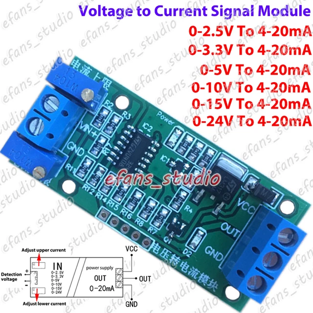 VOLTAGE TO CURRENT Transmitter Signal Conversion Module 0-24V 3.3V 5V ...