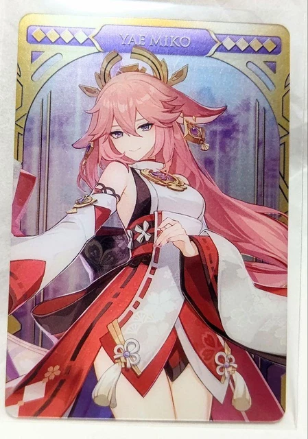 GENSHIN IMPACT YAE Miko Metal Foil Bandai Japan Collectible Card Holo ...