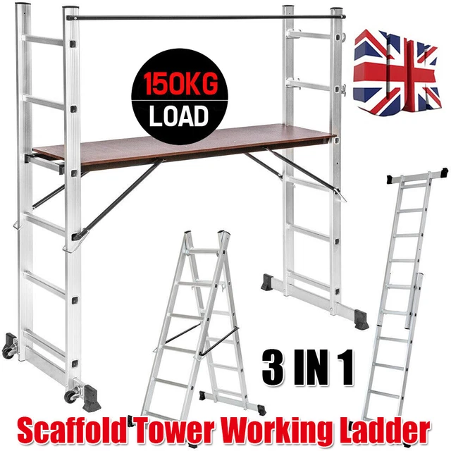 3 WAY COMBINATION Ladder Scaffold Aluminium Multi Purpose Ladder Work ...
