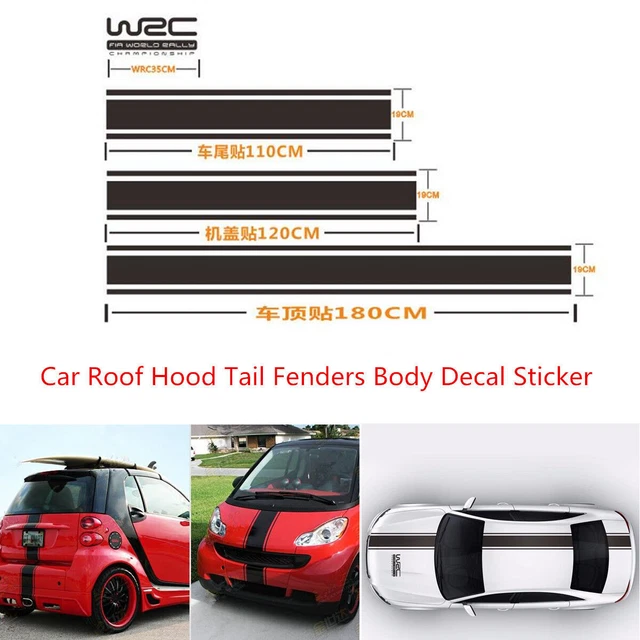 POPULAR RACING CAR Body Side Hoods Roof Tail Vinyl Stripe Decal ...