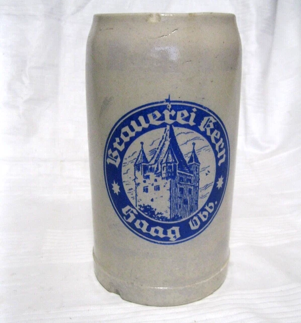 ALTER BIERKRUG MASSKRUG 1 Liter Brauerei Kern, Haag Obb. Steinkrug ...