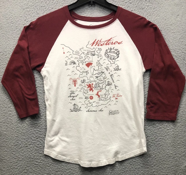 GAME OF THRONES Map of Westeros Raglan chemise à manches hommes petit ...